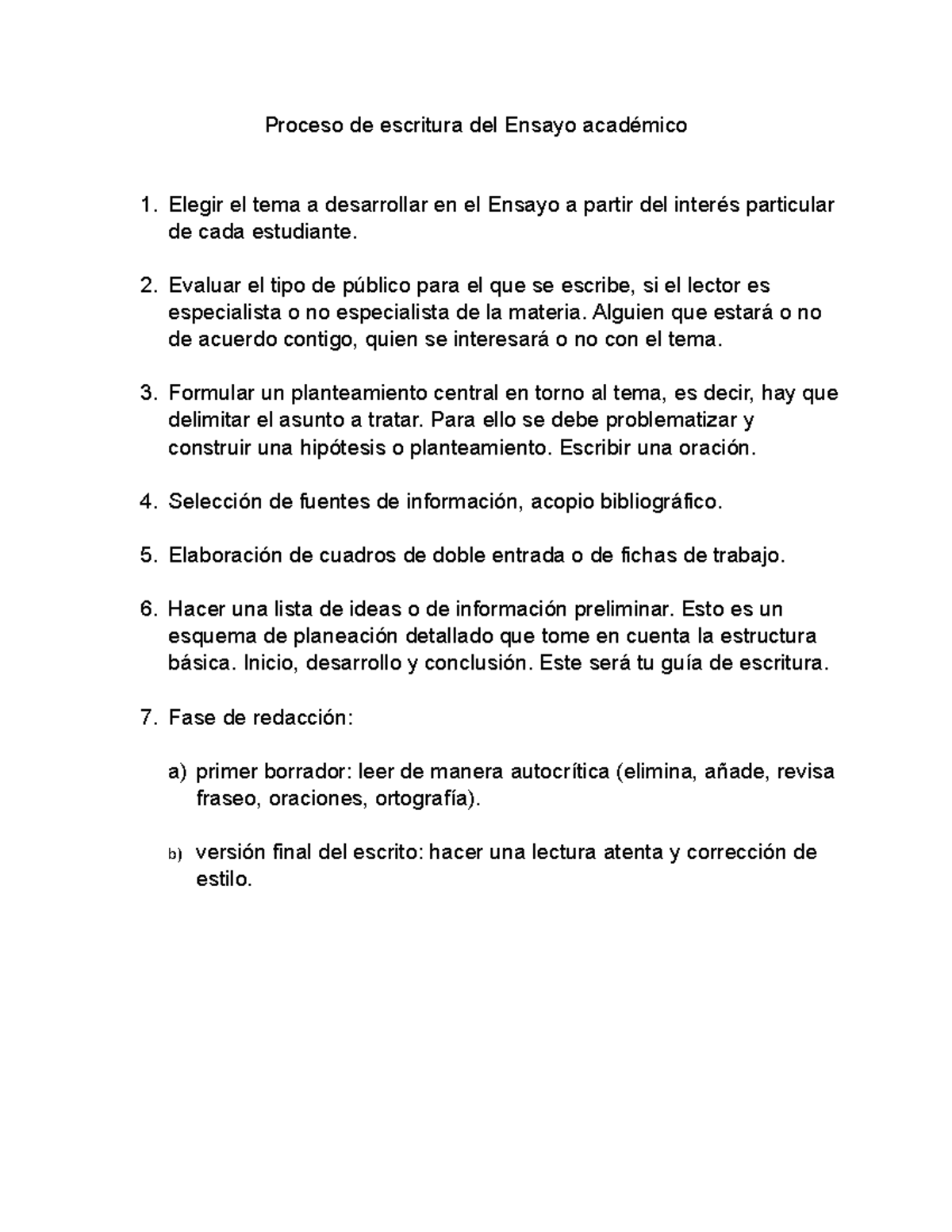 Proceso de escritura del Ensayo - Evaluar el tipo de público para el ...