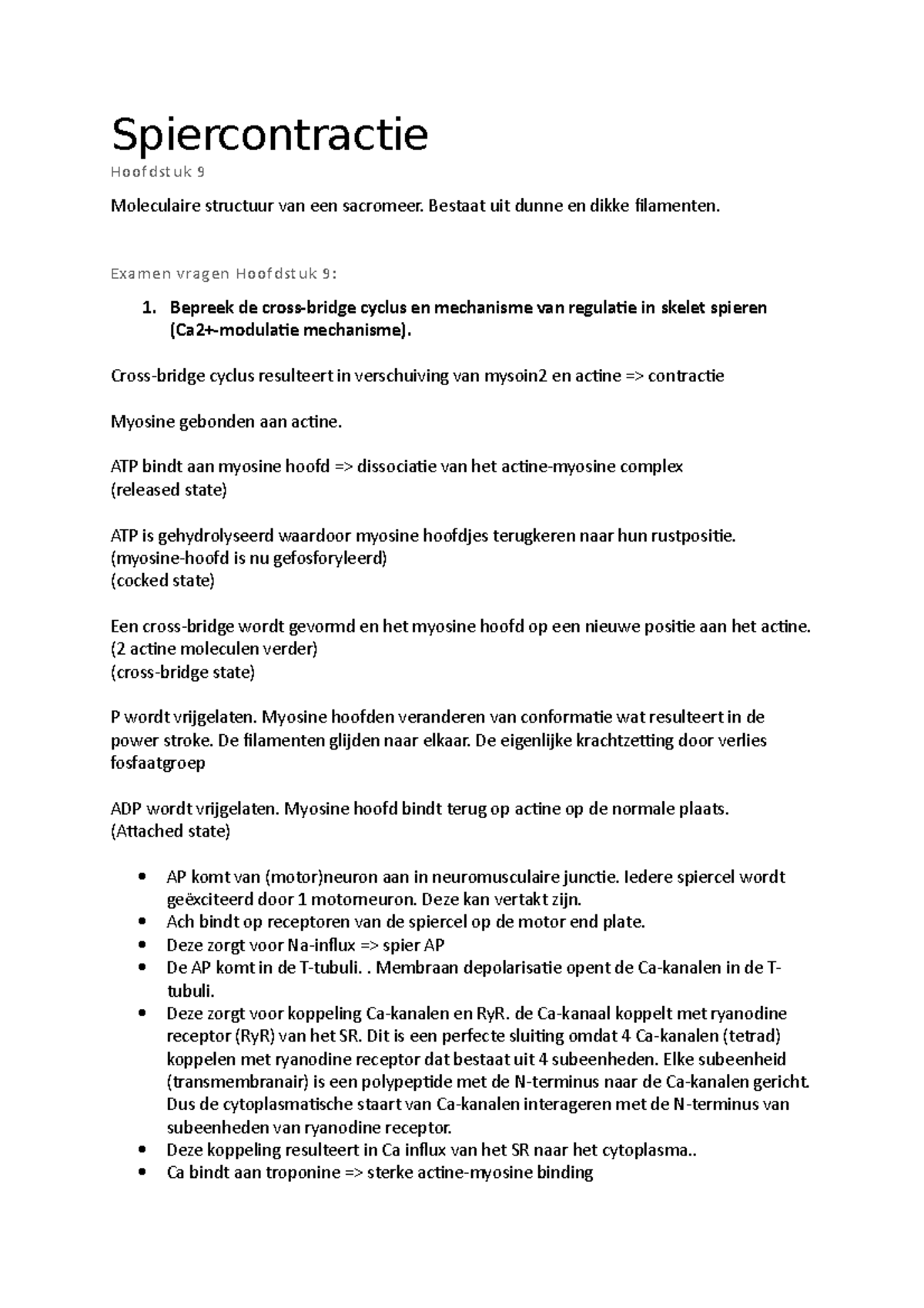 H9 Spiercontractie - Spiercontractie Hoofdstuk 9 Moleculaire structuur ...