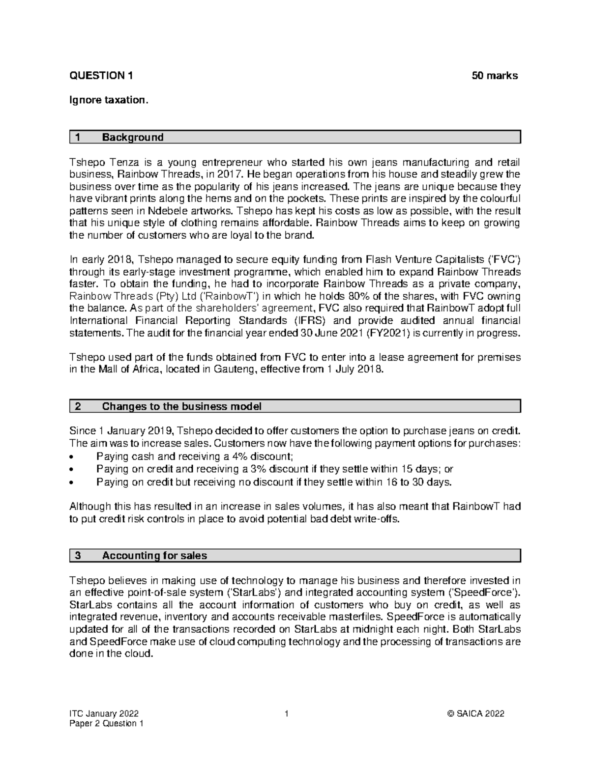 ITC January 2022 Paper 2 Question 1 Rainbow - ITC January 2022 1 ...