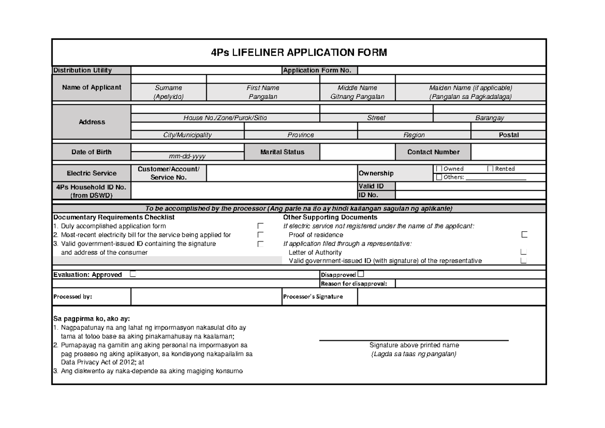 Lifeliner-Application-Forms - Valid ID ID No. Documentary Requirements ...