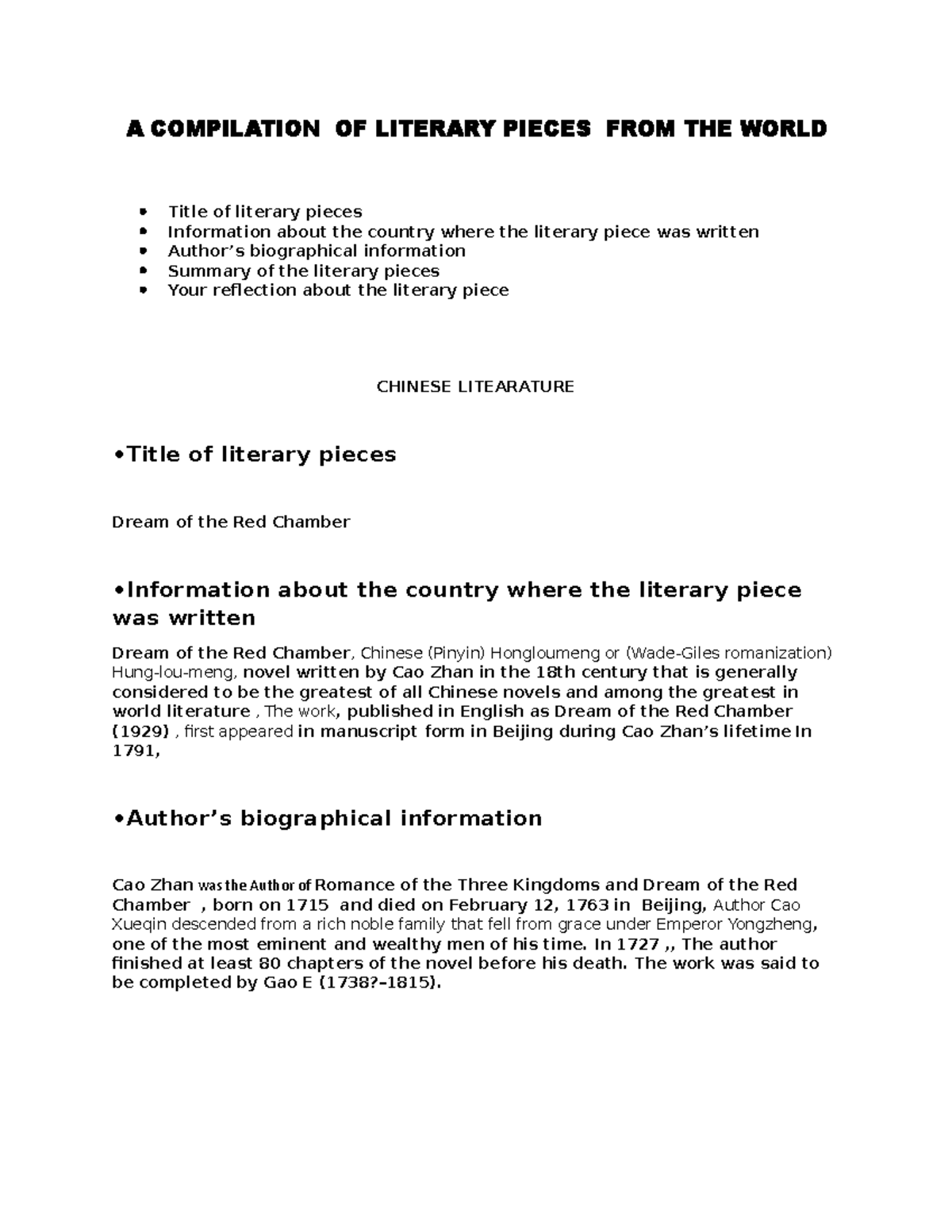 ORAL COMMUNICATION (literature) - A COMPILATION OF LITERARY PIECES FROM ...