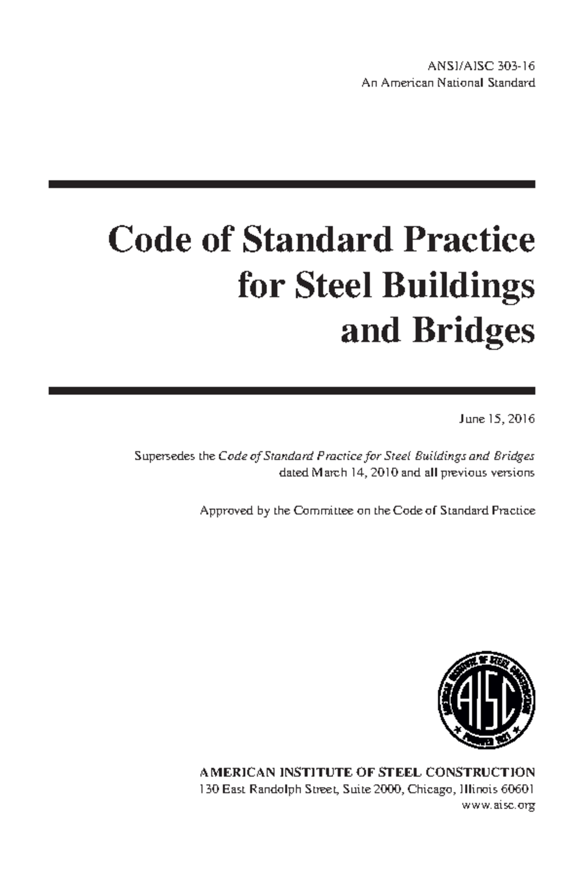 AISC-303 16 Practicas Normalizadas DE Construcción - ANSI/AISC 303- An American National ...