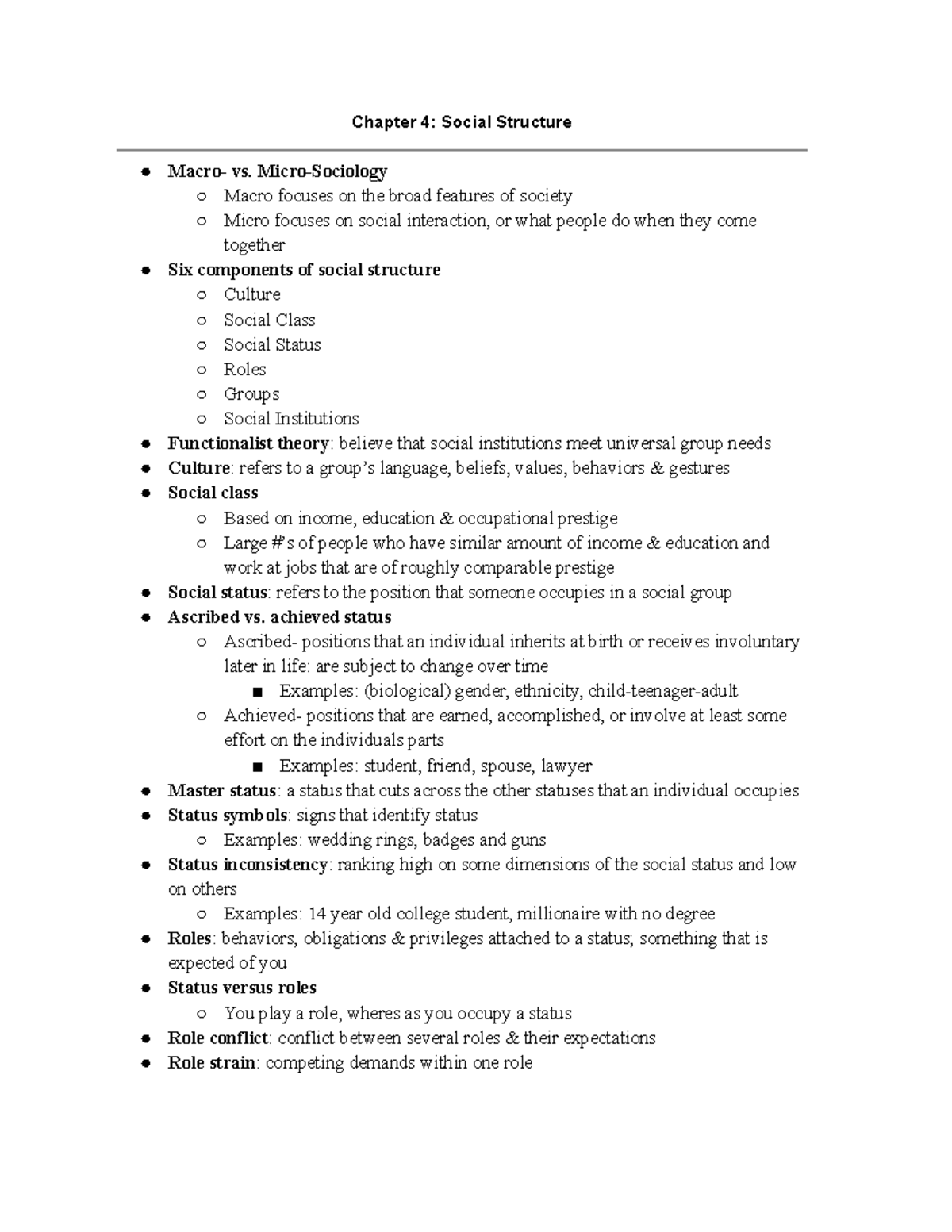 Chapter 4 Social Structure - SOC 1010 - Chapter 4: Social Structure ...