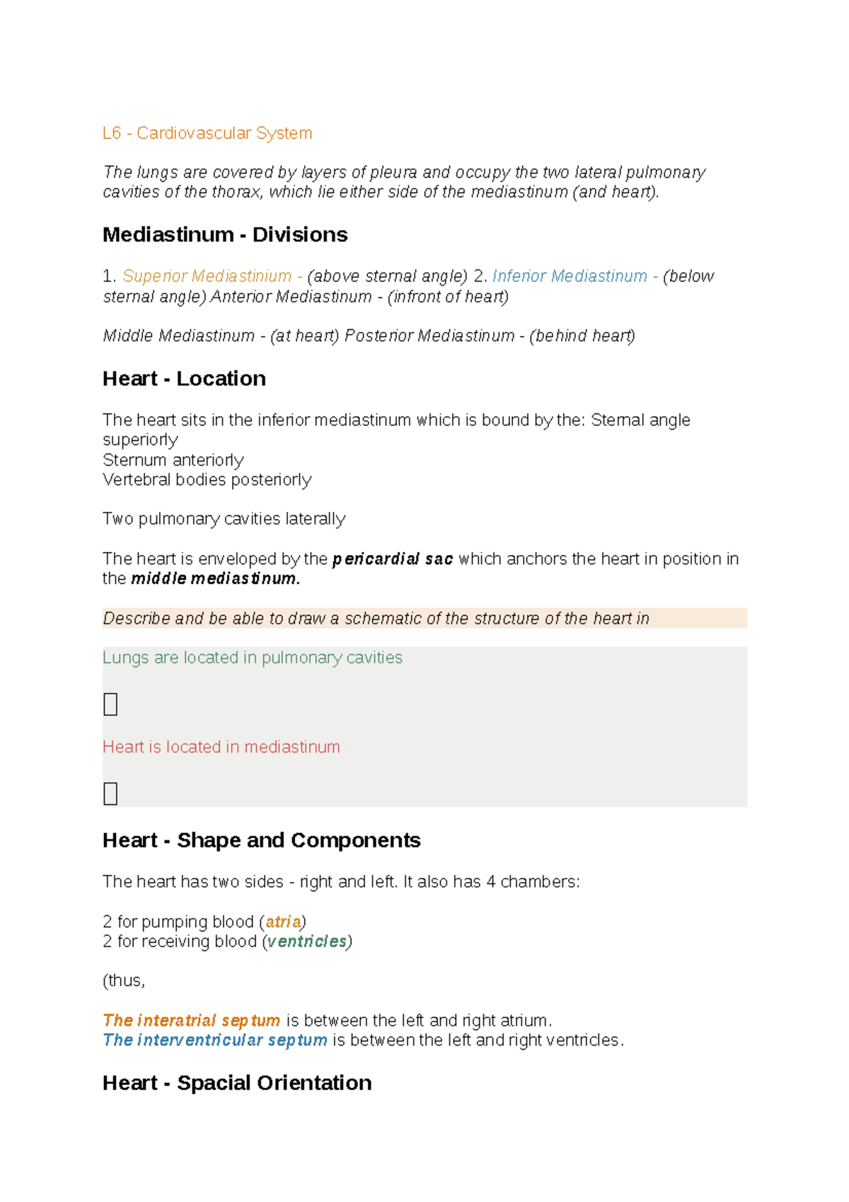 L6 - Cardiovascular System Lecture Notes - L6 - Cardiovascular System ...