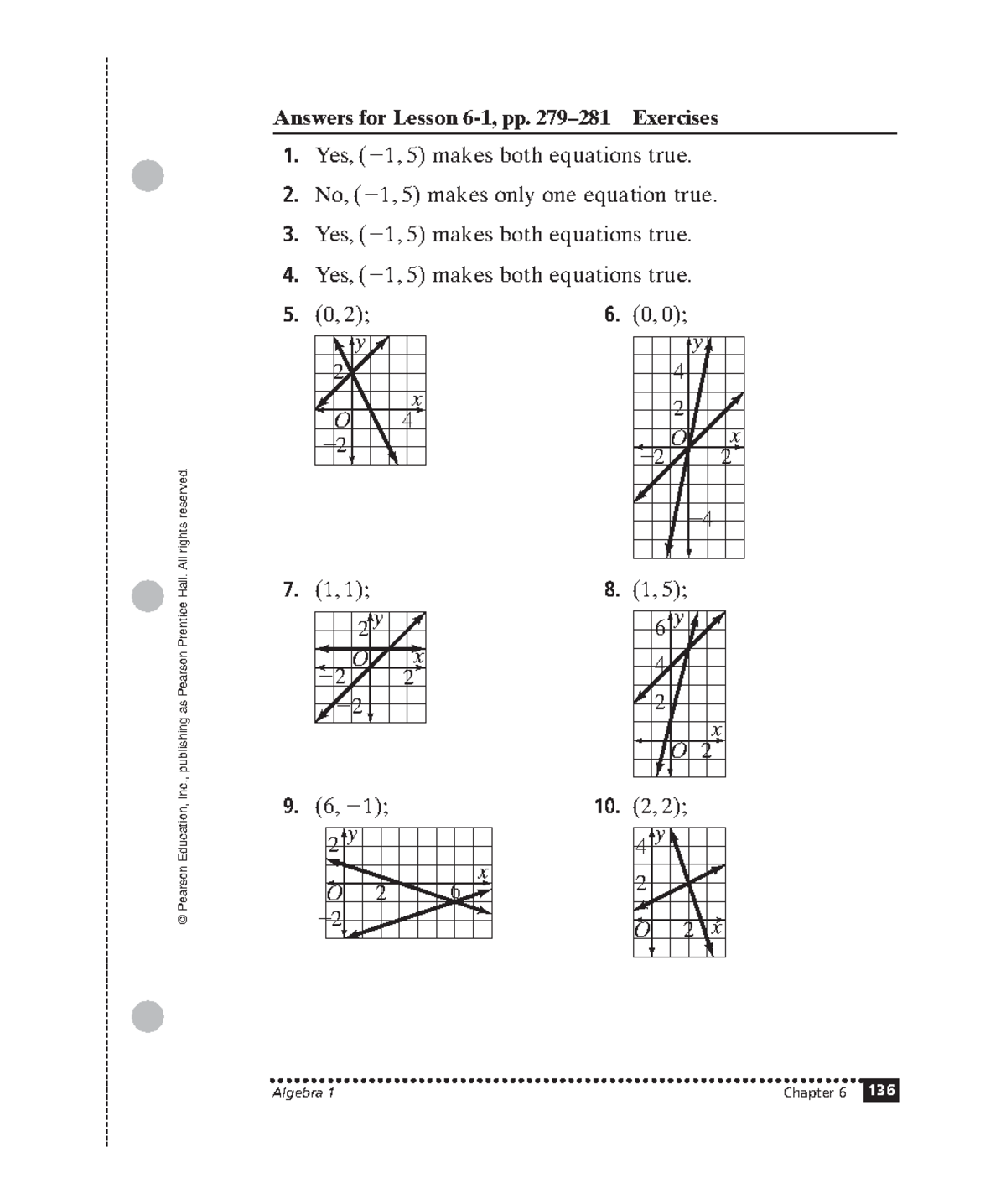 Alg 1A - Chapter 6 Textbook Answers - Answers for Lesson 6-1, pp. 279 ...