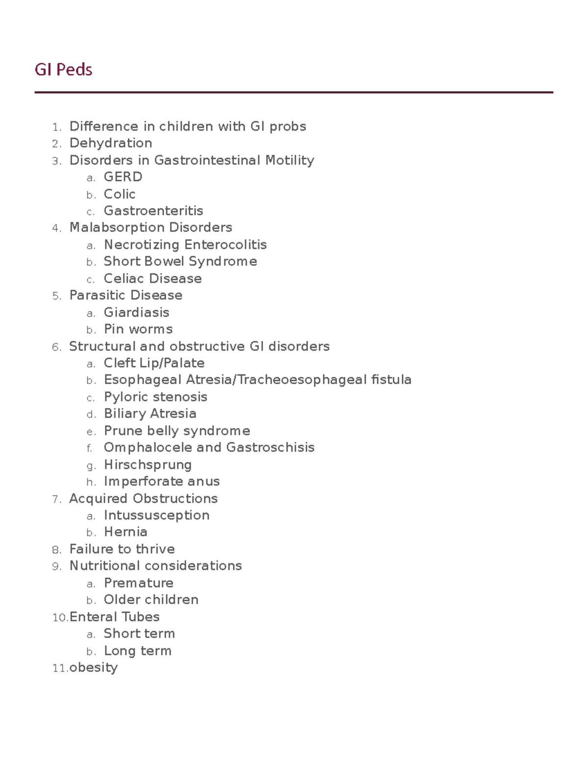 GI Pedi Chapter - GI Peds Difference in children with GI probs ...