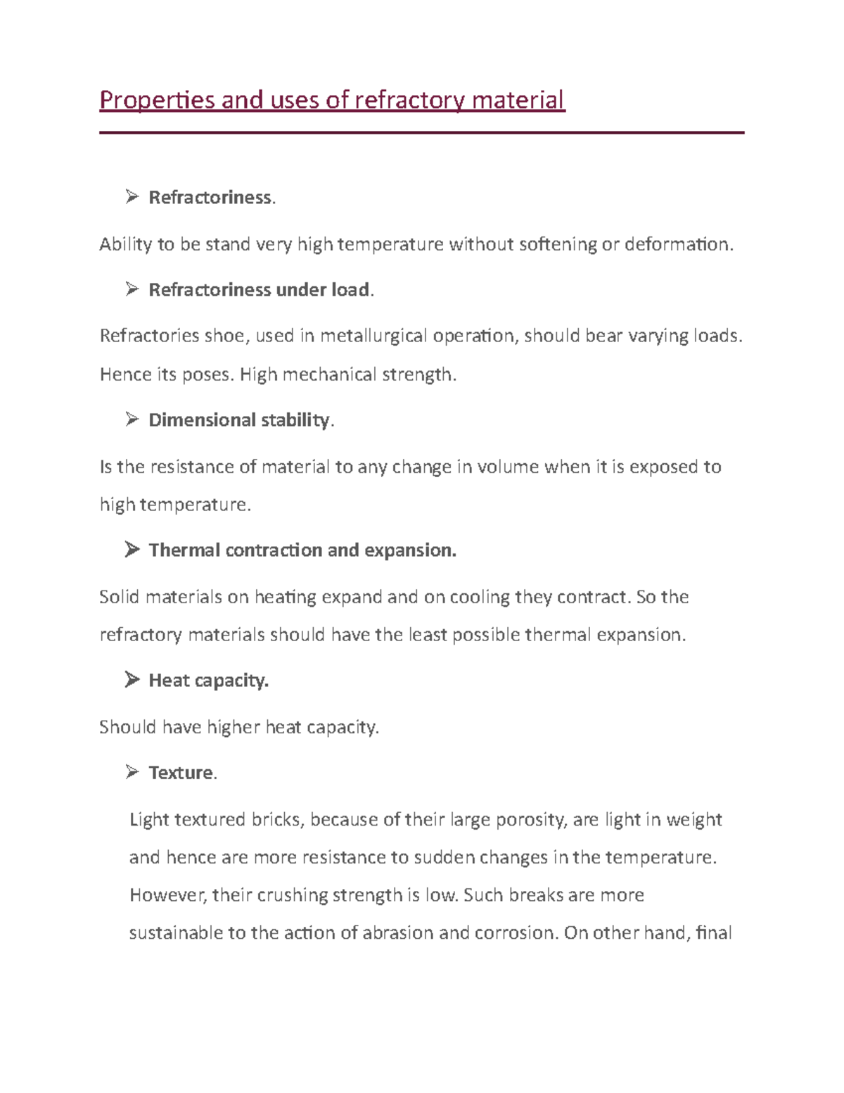 Properties AND USES OF Refractory Materials - Properties and uses of ...