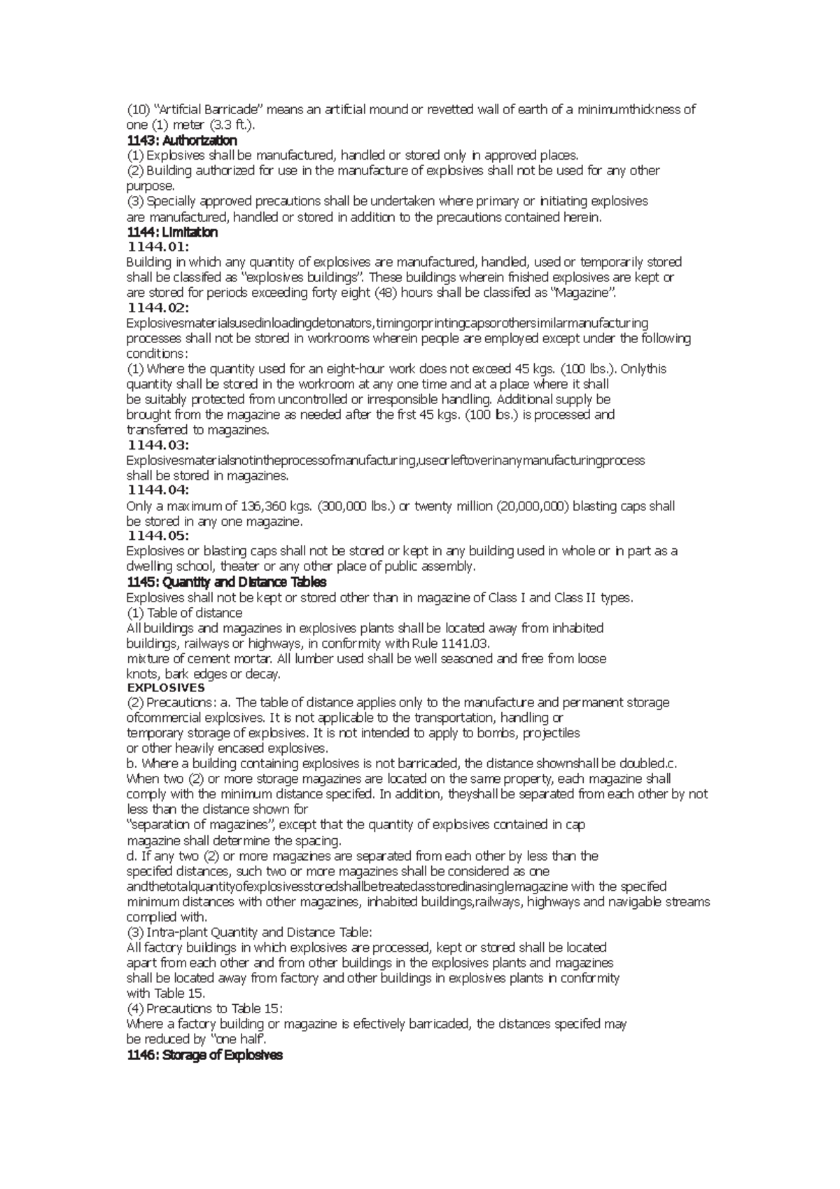 Osh 15 - osh notes - (10) “Artifcial Barricade” means an artifcial ...