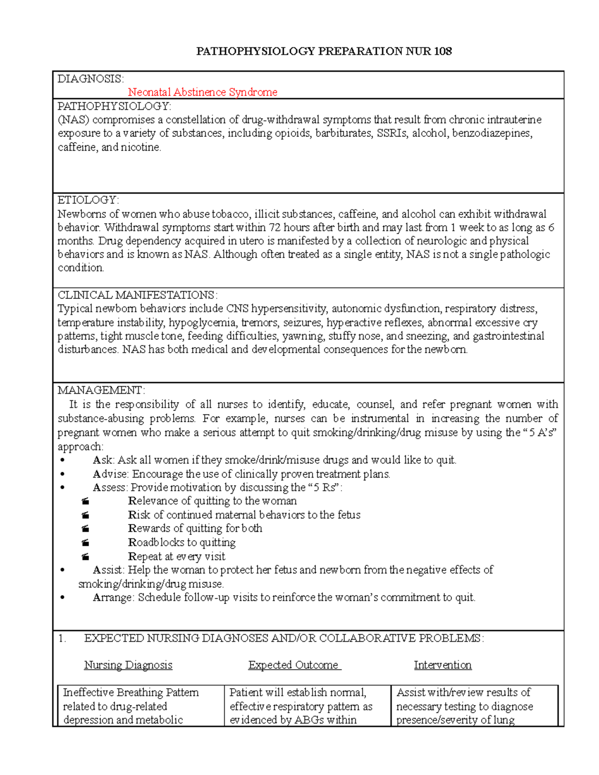 Patho sheet NAS peds - 201 - Studocu