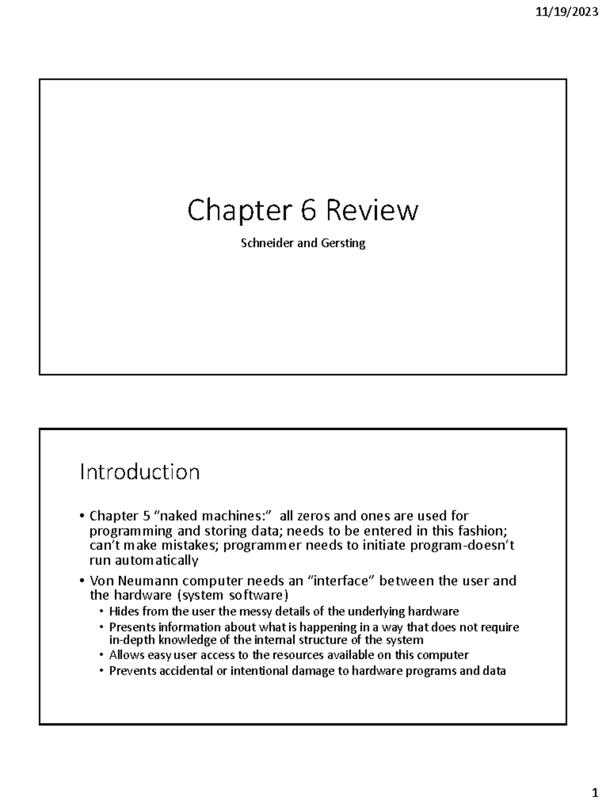 Chapter 6 Review HO - explain - Chapter 6 Review Schneider and Gersting ...