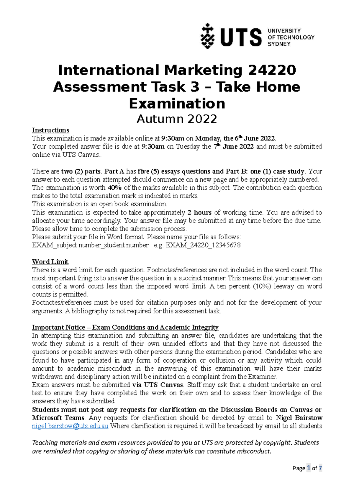 24220 International Marketing Final Exam Main Autumn 2022 V2 Final ...