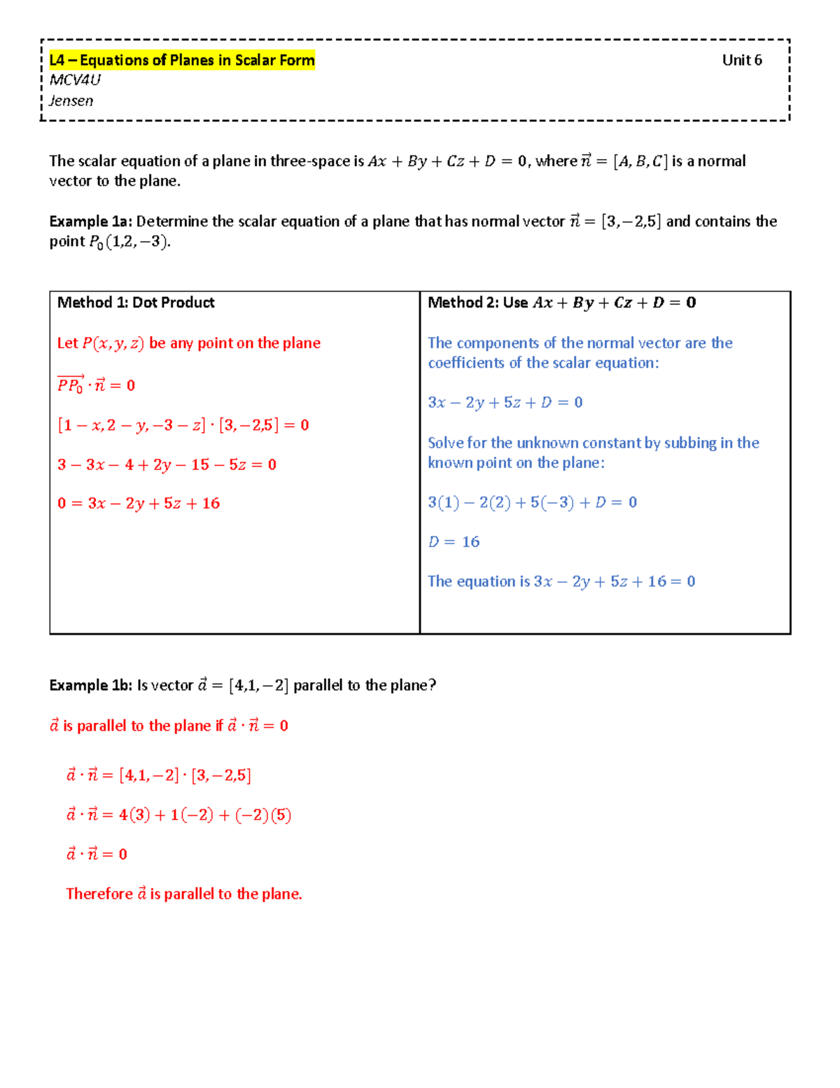 L4t+-+equation+of+planes+in+scalar+form - L4 – Equations of Planes in ...