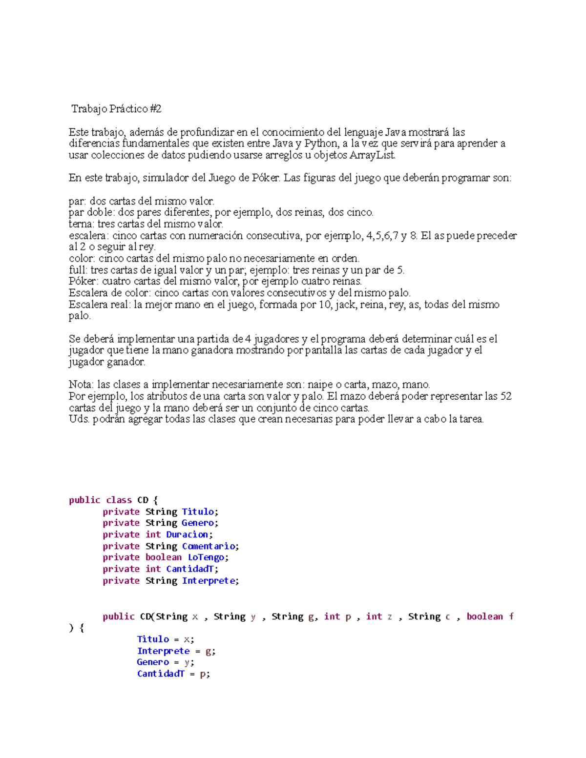 TP JAVA CODIGO Aplicacion dvd y cd - Trabajo Práctico # Este trabajo ...