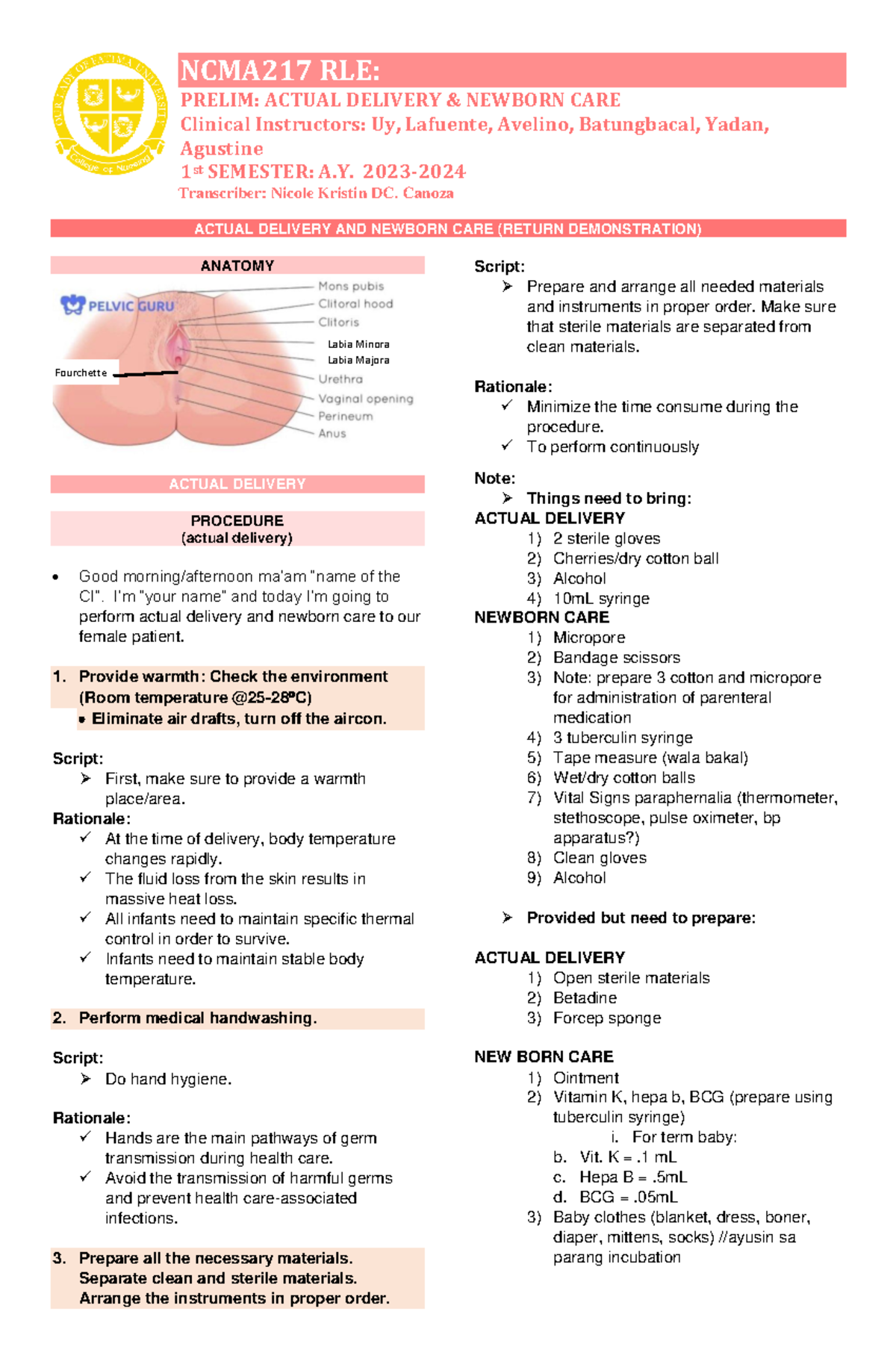 Actual-Deliver-and-Newborn-Care Retdem - NCMA217 RLE: PRELIM: ACTUAL ...