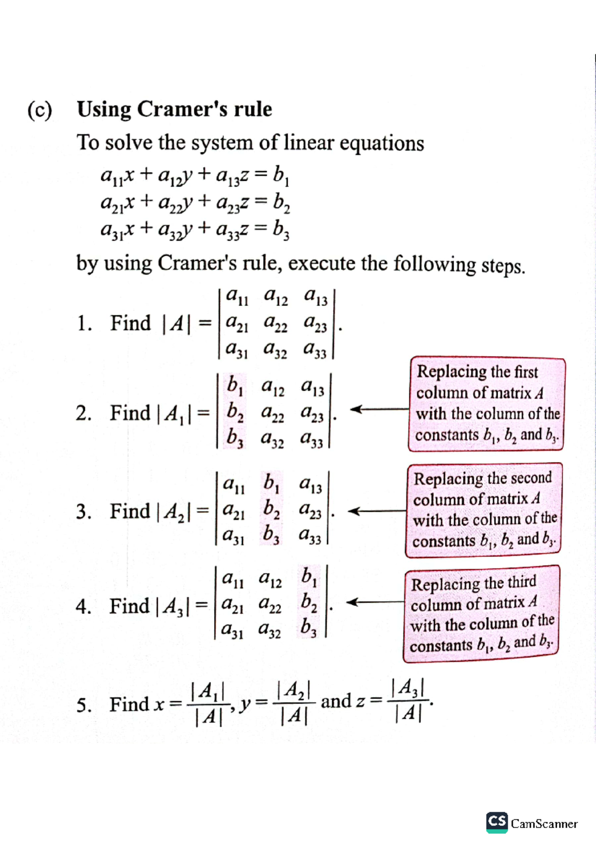 Cramer'S RULE mathematics - Mathmetics - CamScanner - Studocu