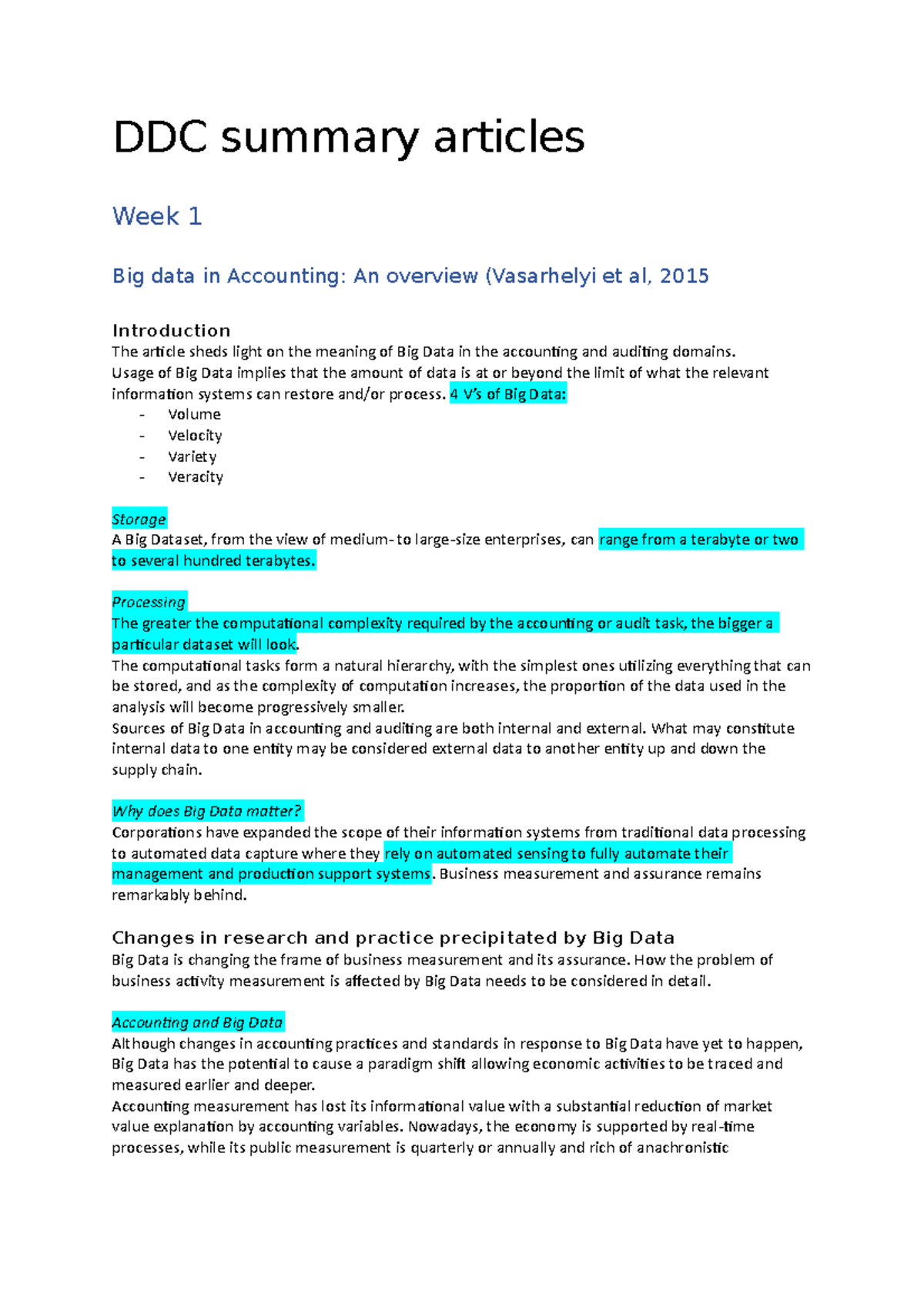 DDC summary articles - DDC summary articles Week 1 Big data in ...