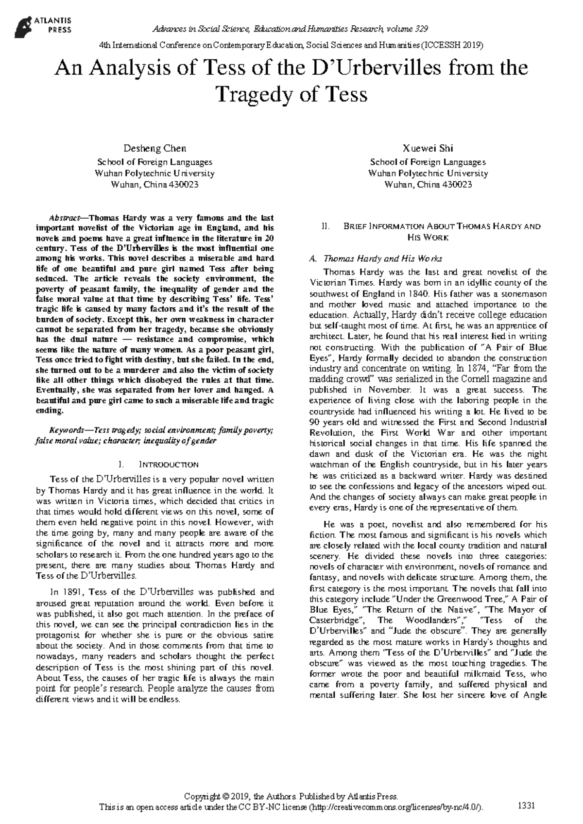 tess of the d'urbervilles - An Analysis of Tess of the D’Urbervilles ...