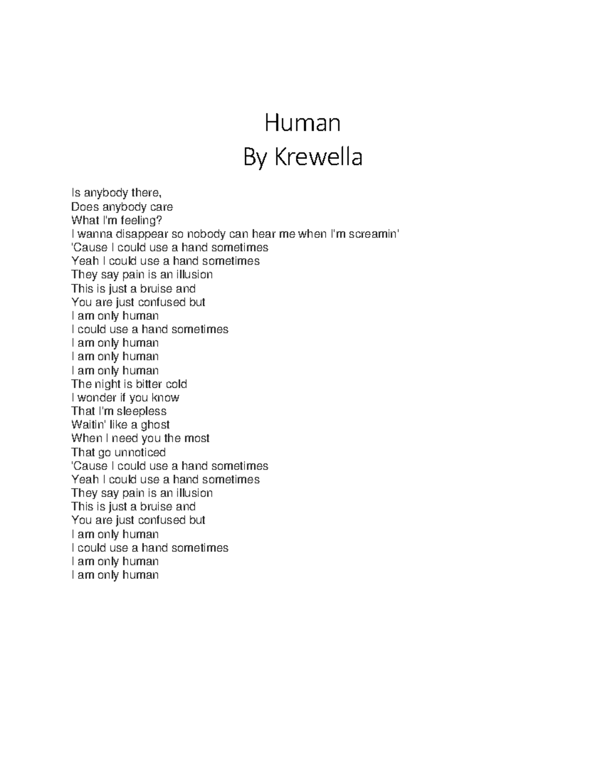 Now Urgent Song 2017 for Insterment Day - Human By Krewella Is anybody ...