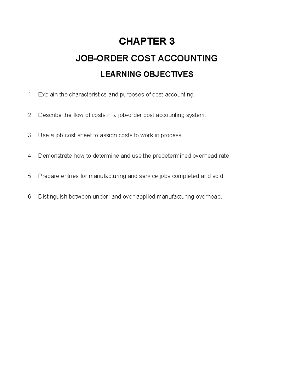Chapter 3 -teacher notes - CHAPTER 3 JOB-ORDER COST ACCOUNTING LEARNING ...