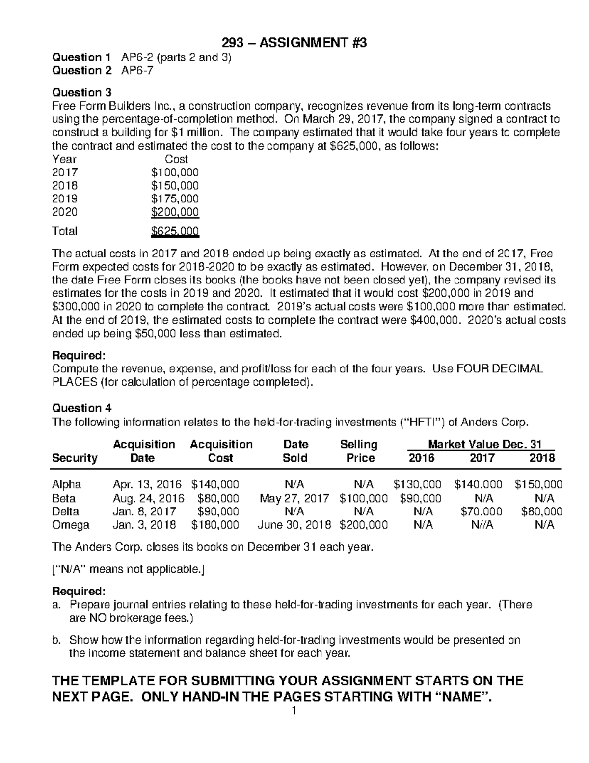 Busi293-1.Assignment 3 - 293 ASSIGNMENT Question 1 (parts 2 and 3 ...