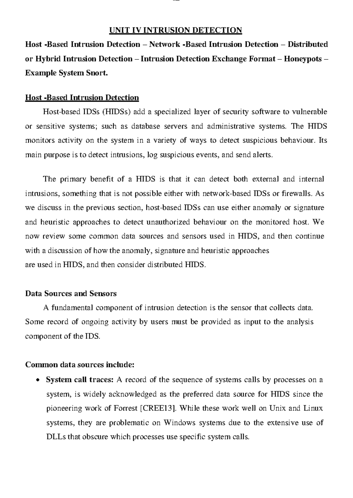 CS Unit 4 2024 - Cyber security notes - UNIT IV INTRUSION DETECTION ...