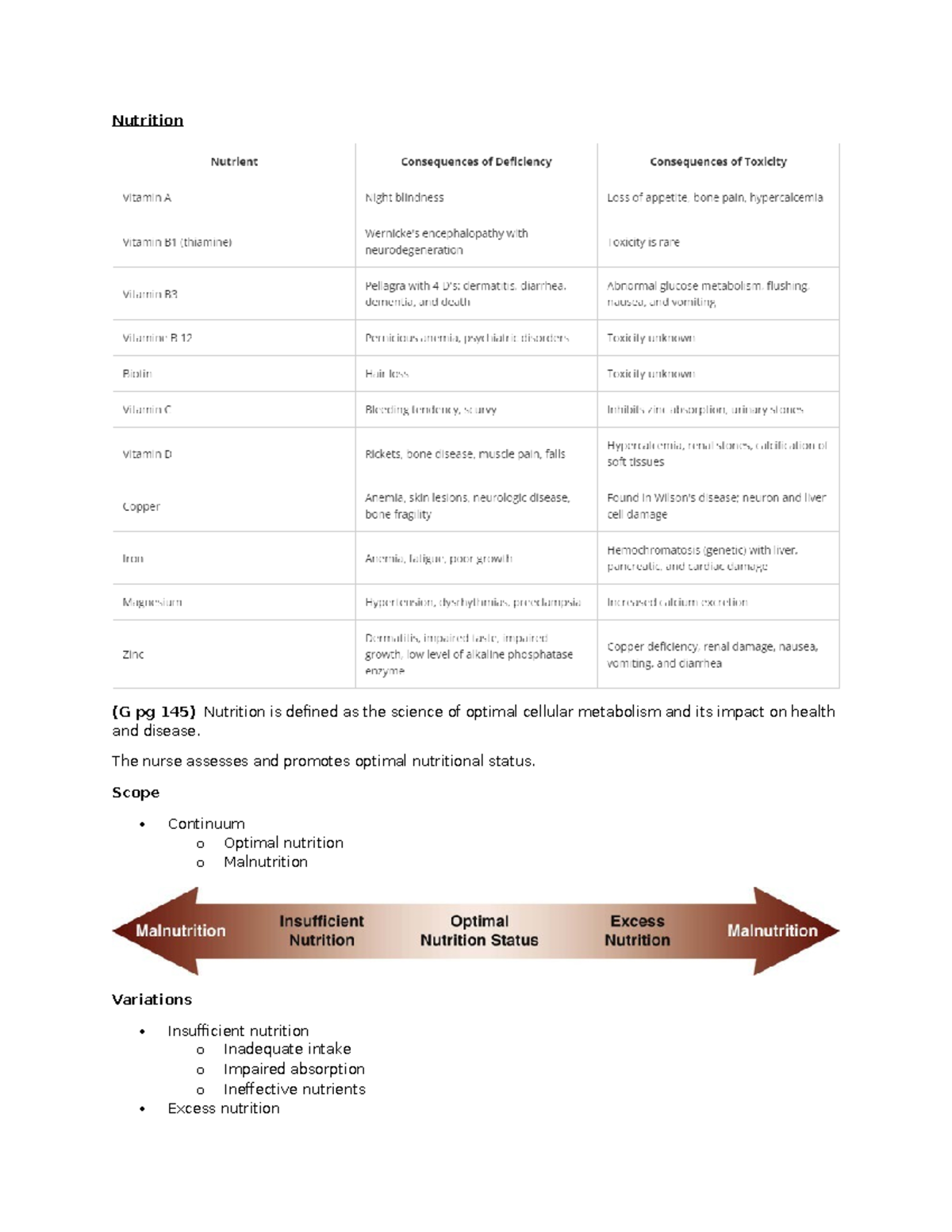 Nutrition - Notes - Nutrition (G pg 145) Nutrition is defined as the ...