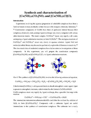 Experiment 2 preparation of some cobaltammine complexes - Faculty of ...