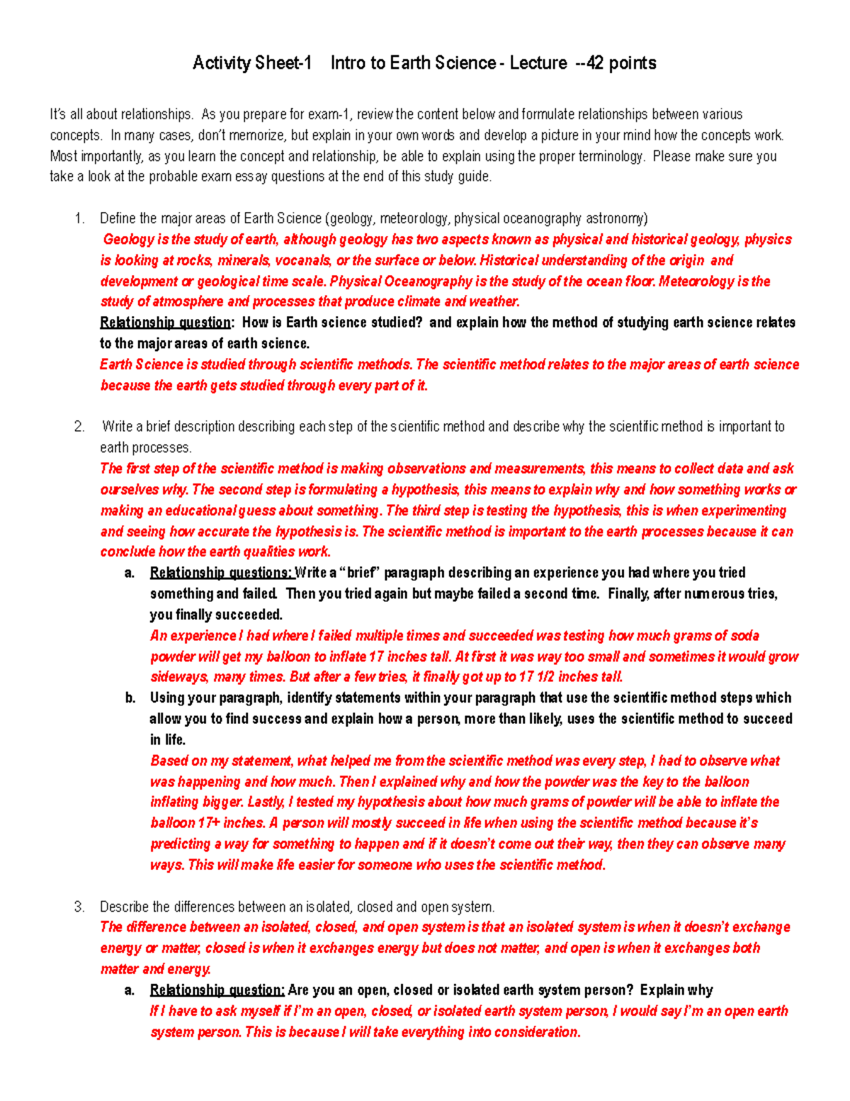 Copy of ERS AS- Intro to ES - Activity Sheet-1 Intro to Earth Science ...