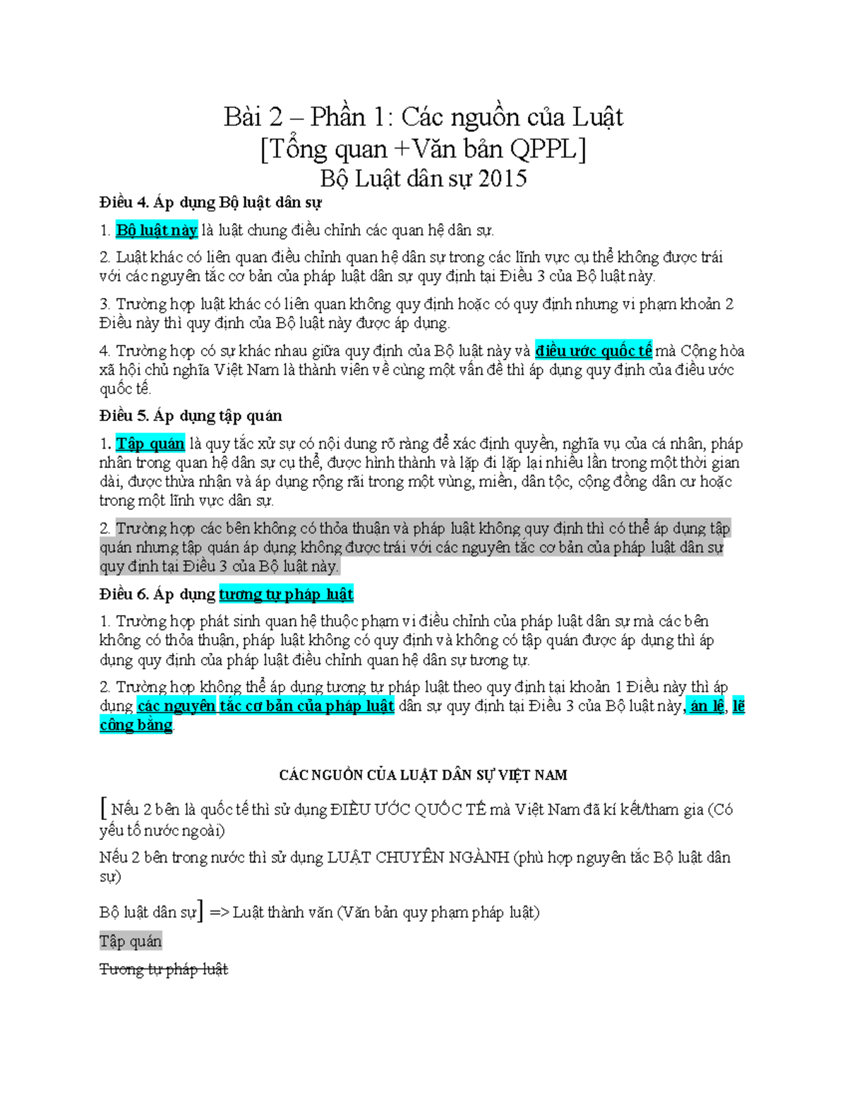 Lý thuyết Nhập môn - Bài 2 – Phần 1: Các nguồn của Luật [Tổng quan +Văn bản QPPL] Bộ Luật dân ...