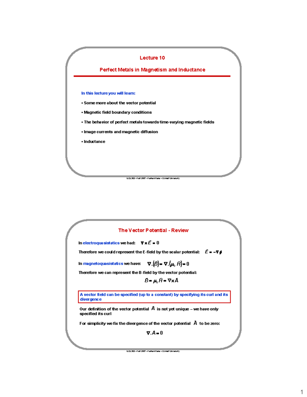 Physics: Waves and Fields - Lecture notes - lecture10 - Lecture 10 ...
