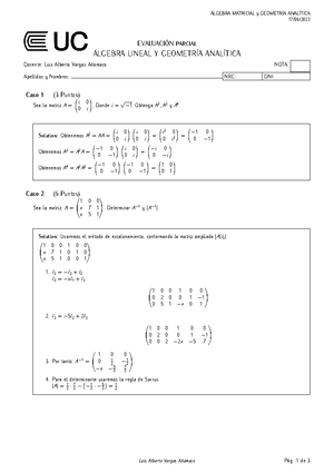 Desarrollo DE PA-1 Álgebra Matricial y Geometría Analítica - Studocu