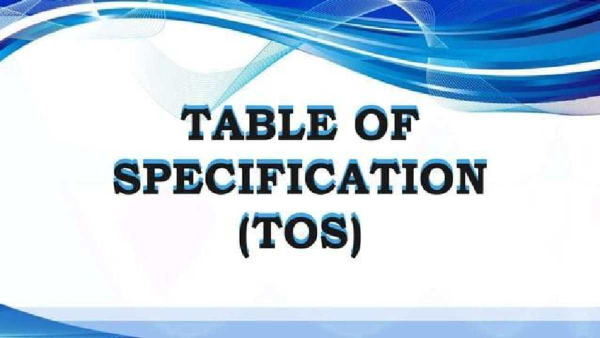 Slidesaver - .... - TABLE OF SPECIFICATION (TOS) Contents: 1. TOS ...