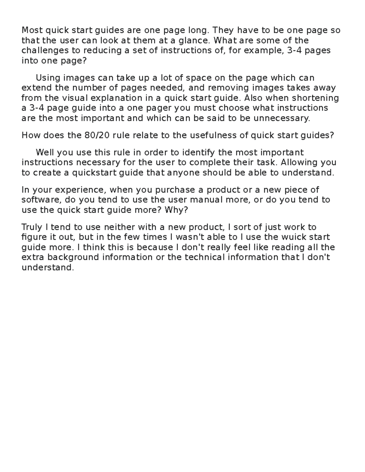 Discussion Week 3 Quick Start Guides post1 - Most quick start guides ...