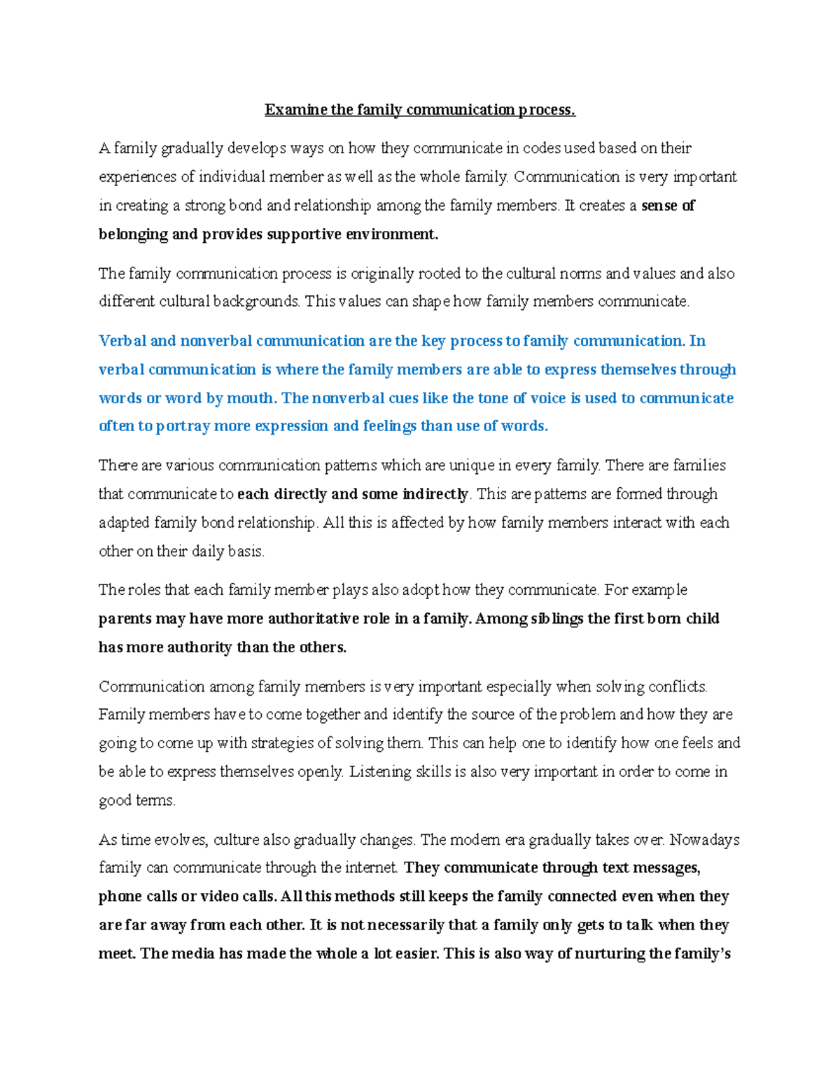 Family communication process - A family gradually develops ways on how ...