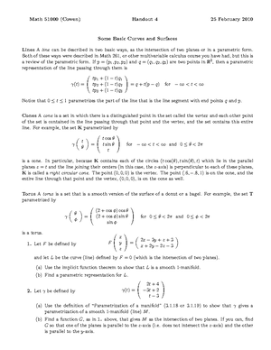 510 Handout 3 - Math 51000 (Cowen) Handout 3 15 February 2010 The ...