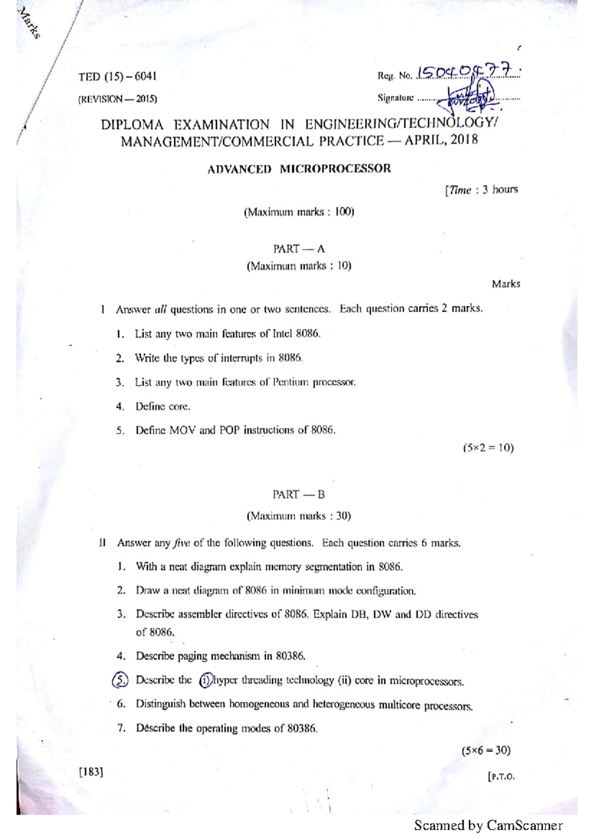 Advanced Microprocessor Q April 2018 - Electrical and electronics ...