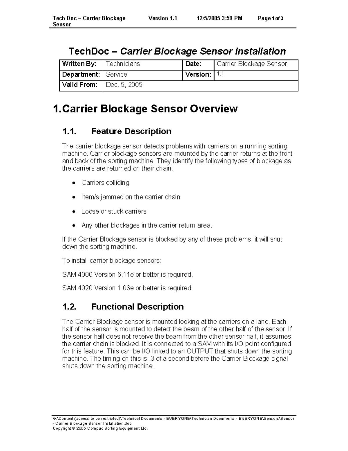 Sensor - Carrier Blockage Sensor Installation - G:\Content (access to ...