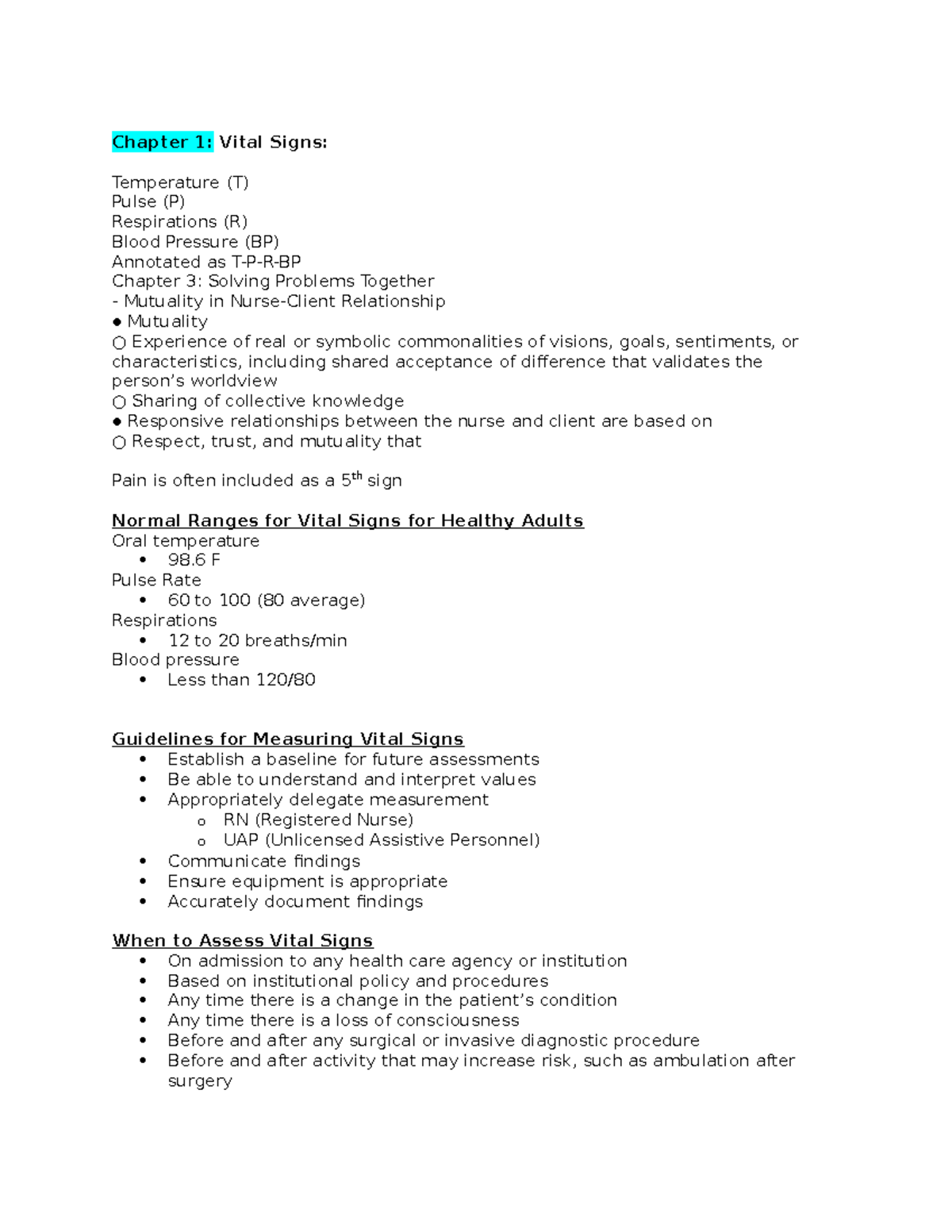 Vital signs and assessment - Chapter 1: Vital Signs: Temperature (T ...