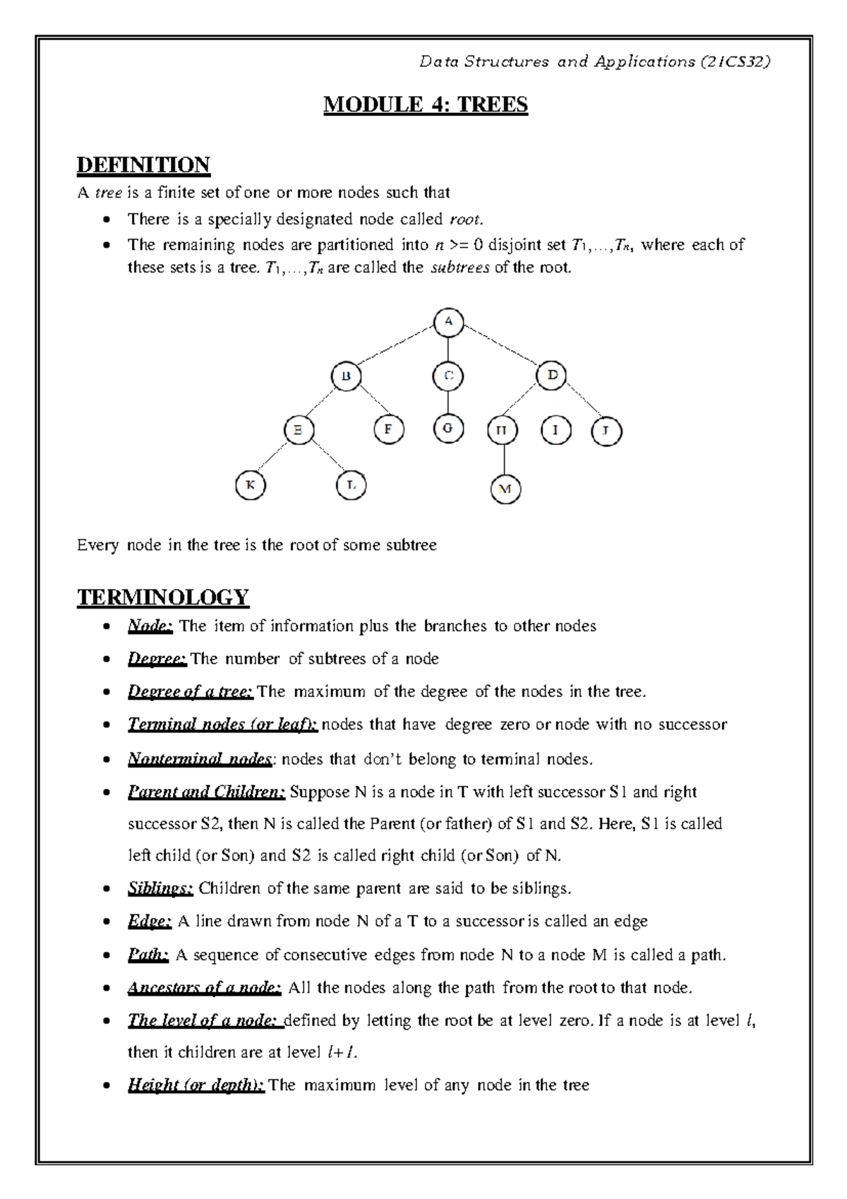 Module 3part2trees Module 4 Trees Definition A Tree Is A Finite Set 7790