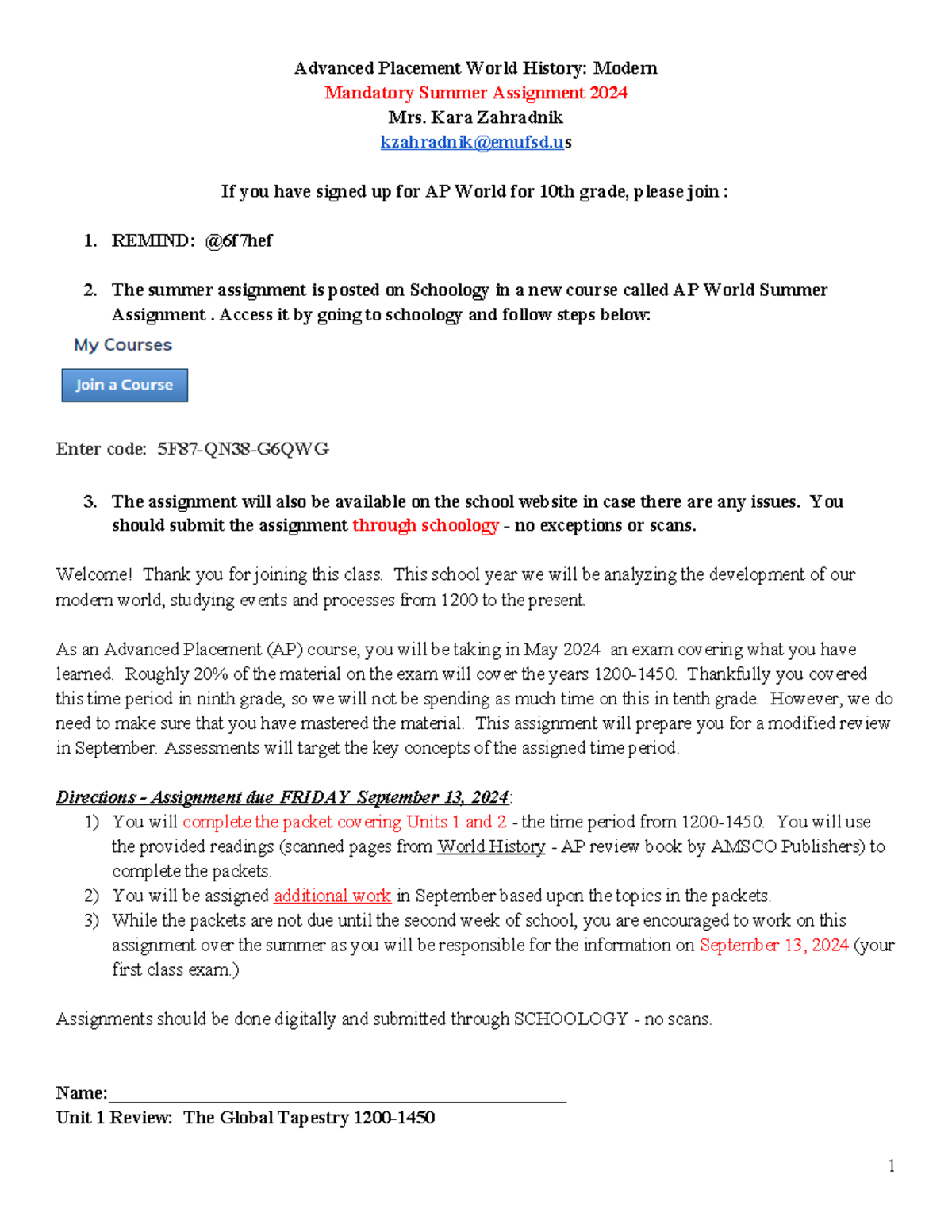 Evan Velez - AP World Summer Assignment 2024-2025 - 10814007 - Advanced ...