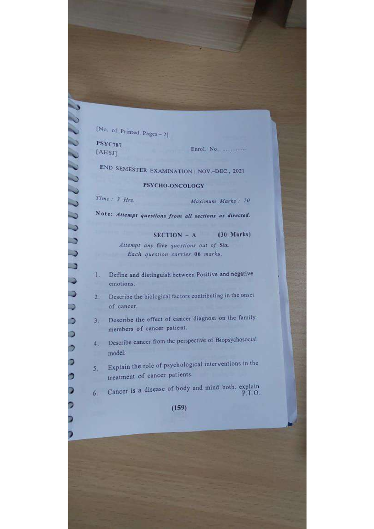 Psycho oncology Papers-1 - Clinical Psychology - Studocu