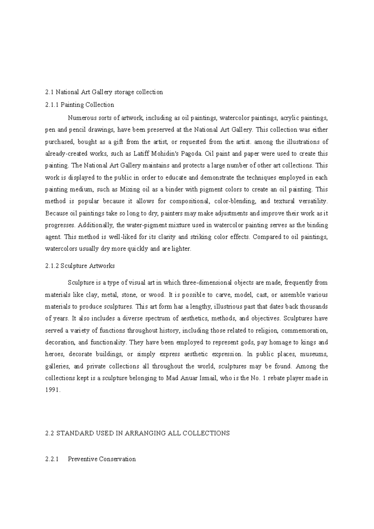 Standard USED IN Arranging ALL Collections - 2 National Art Gallery ...