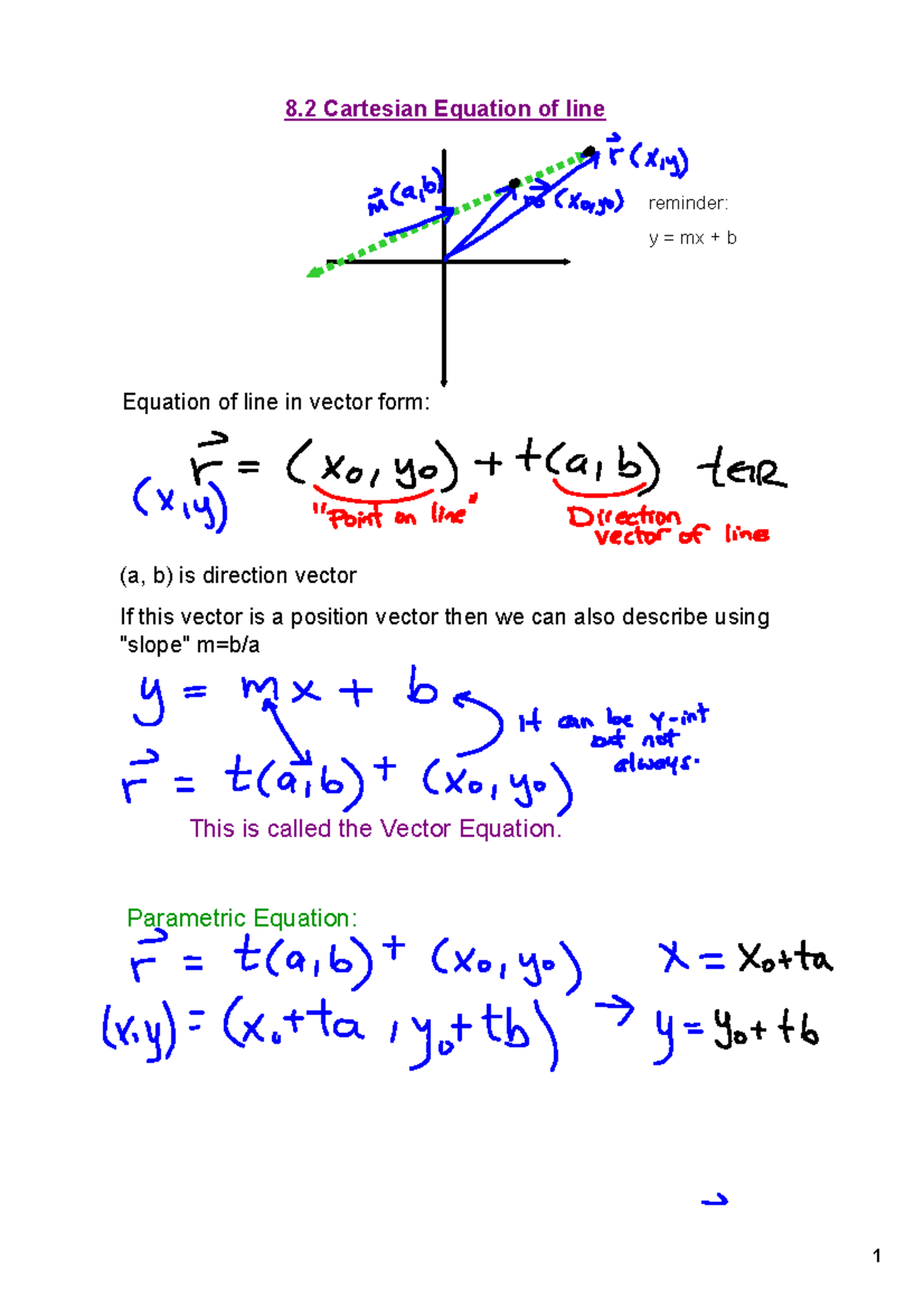 2B Cartesian Equations of a line - 8 Cartesian Equation of line ...