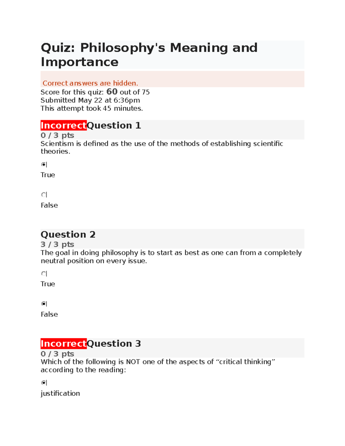 Quiz - Philosophy's Meaning and Importance - Quiz: Philosophy's Meaning ...