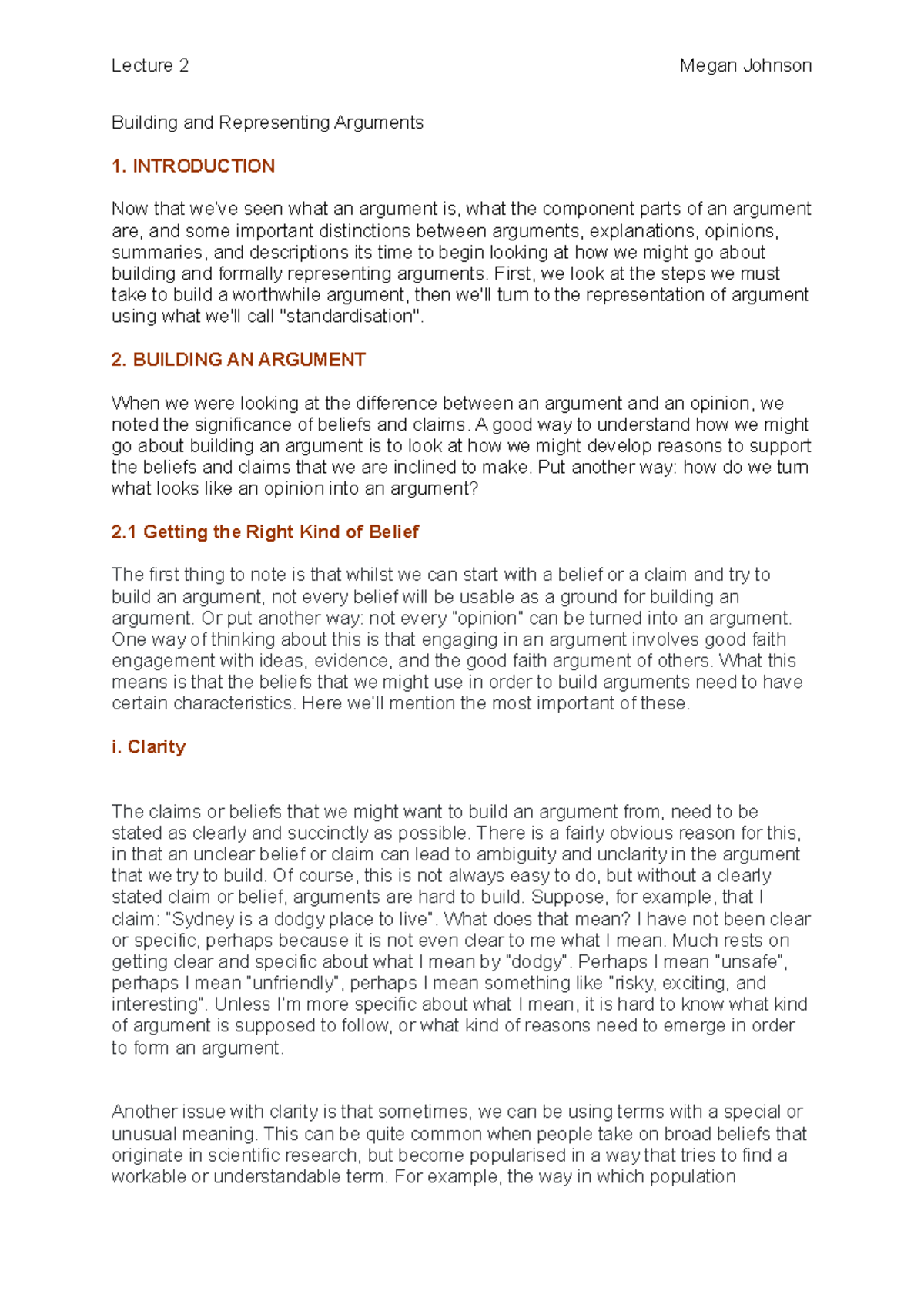 Lecture 2 Notes - Building and Representing Arguments INTRODUCTION Now ...