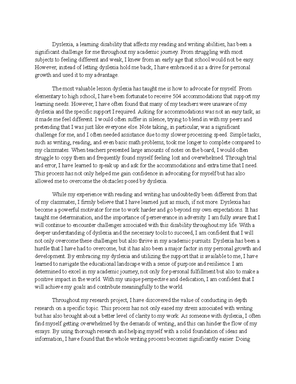 Literacy Narrative Remix - Dyslexia, a learning disability that affects ...