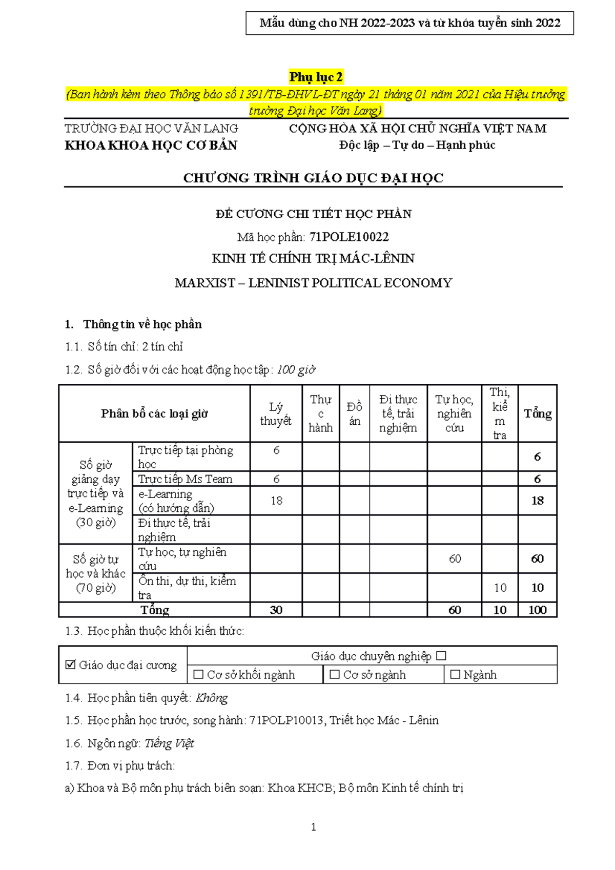 KTCT -ĐCCT HK 222-NEW - .................. - Phụ lục 2 (Ban hành kèm theo Thông báo số - Studocu