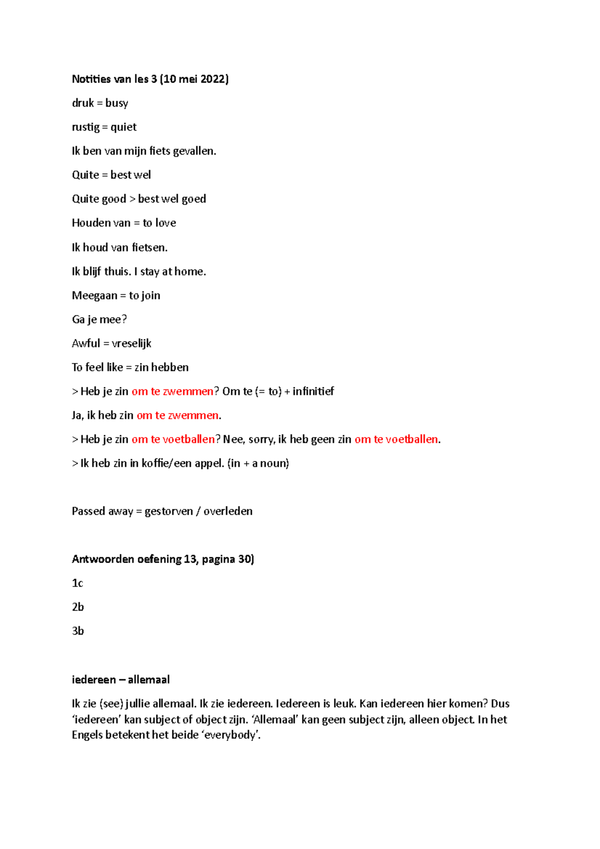 Notities les 3 op 10 mei 2022 - Notities van les 3 (10 mei 2022) druk ...