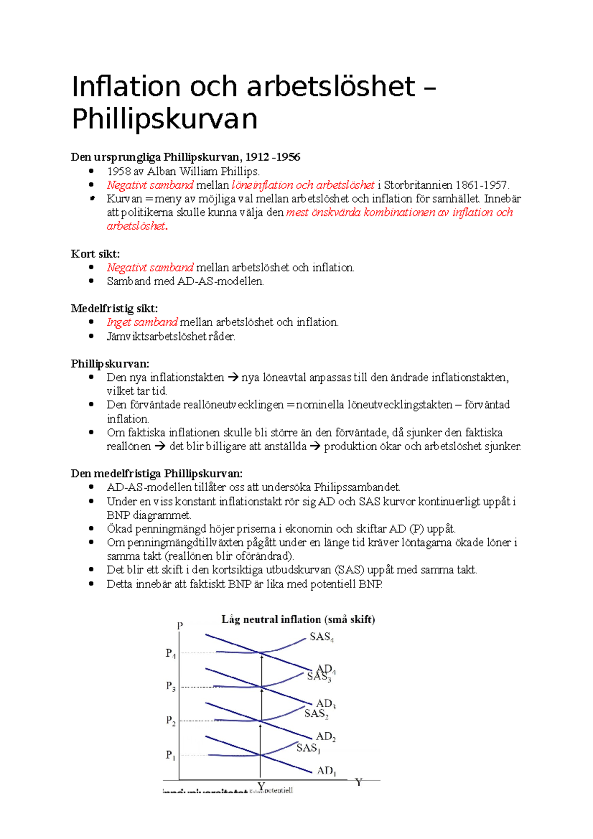 Makroekonomi delkurs 2 - Föreläsning 6 - Inflation och arbetslöshet ...