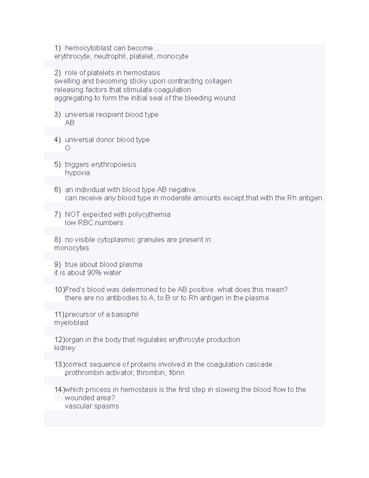AP 2 Exam 1 - AP2 exam 1 study questions - hemocytoblast can become ...